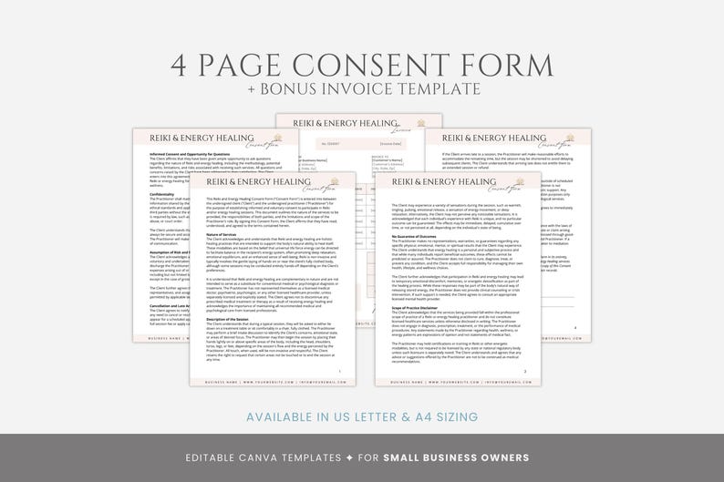 Editable Reiki Consent Form Template, Energy Healing Informed Consent ...