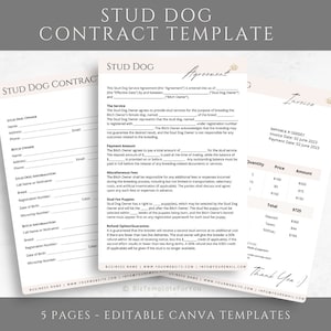 Editable Stud Dog Contract Template, Professional Breeding Service ...