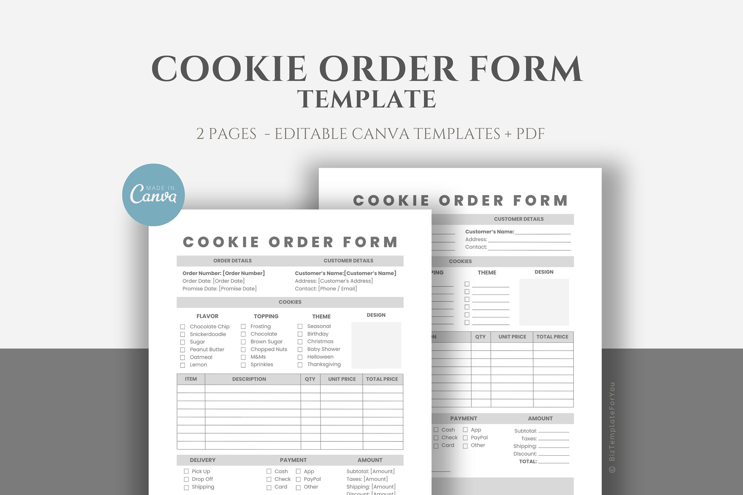Editable Cookie Order Form Template, Printable Bakery Order Form ...