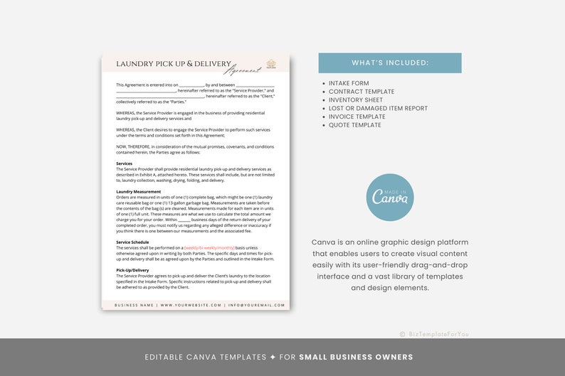 Editable Laundry Pick up & Delivery Services Forms Templates, Pick and ...