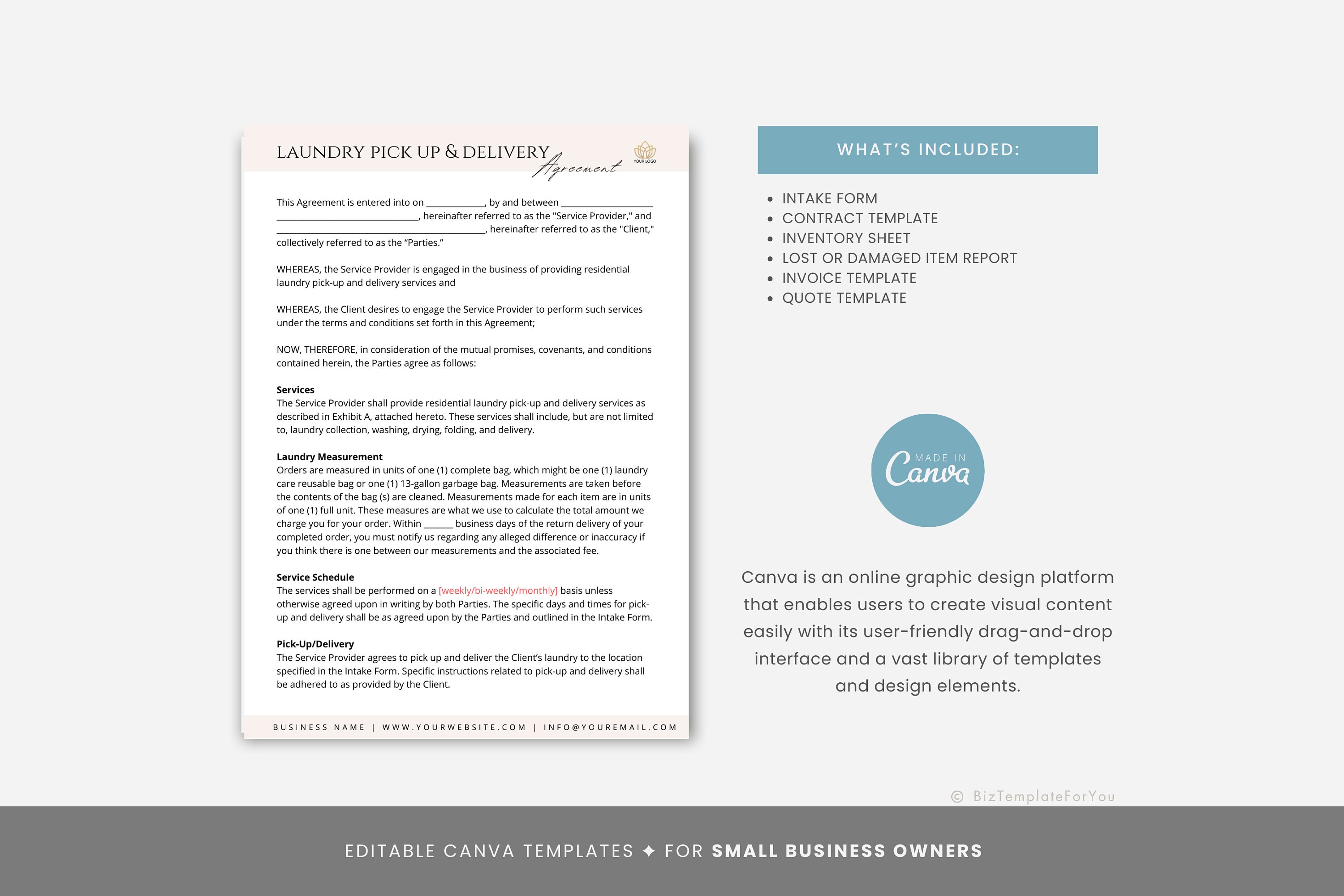 Editable Laundry Pick up & Delivery Services Forms Templates, Pick and ...