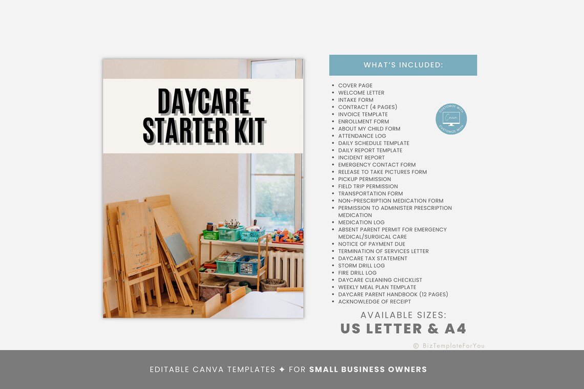 Daycare Starter Kit, Editable Daycare Forms Templates, Starter Kit for ...