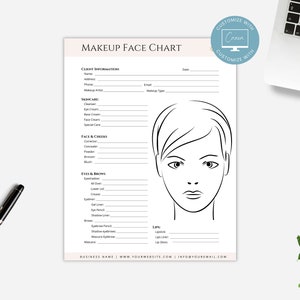 Editable Makeup Face Chart, Freelance Makeup Artist Practice Sheet ...
