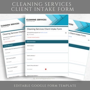 Cleaning Services Client Intake Form, Editable Residential and ...