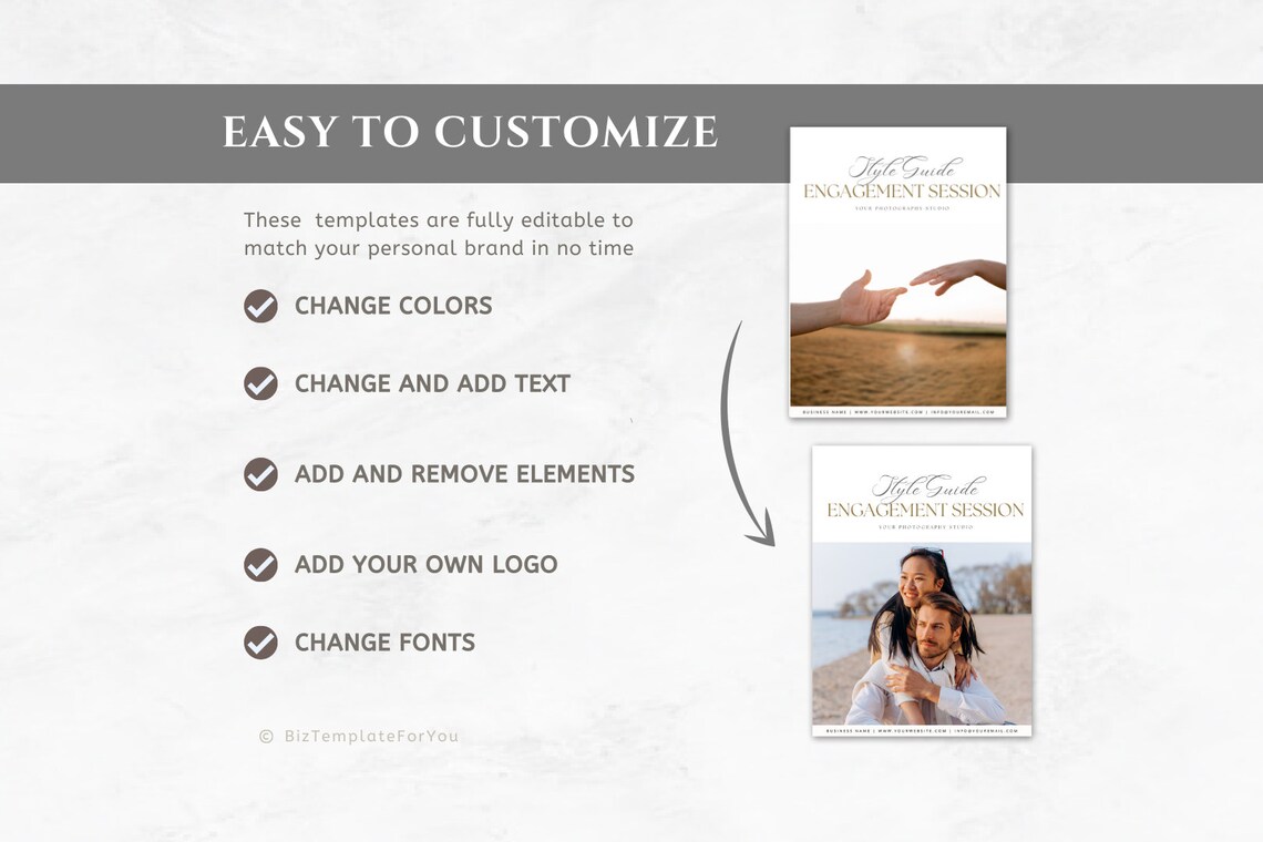 Editable Engagement Session Style Guide Template, Pre-written Couple ...