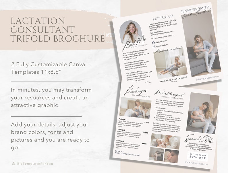 Editable Lactation Consultant Trifold Brochure Template - Etsy
