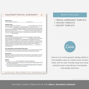 Editable Equipment Rental Agreement Template, Party Supplies Rental ...