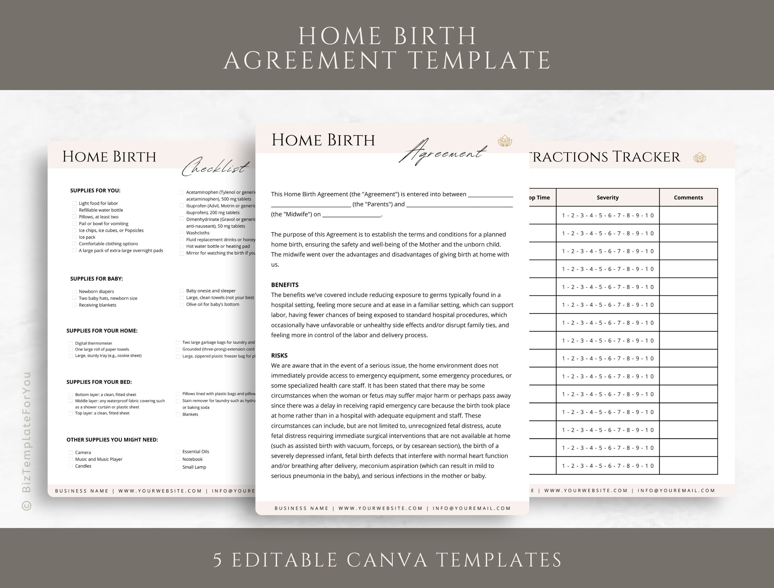 Editable Homebirth Agreement Template Midwife Contract Birth - Etsy