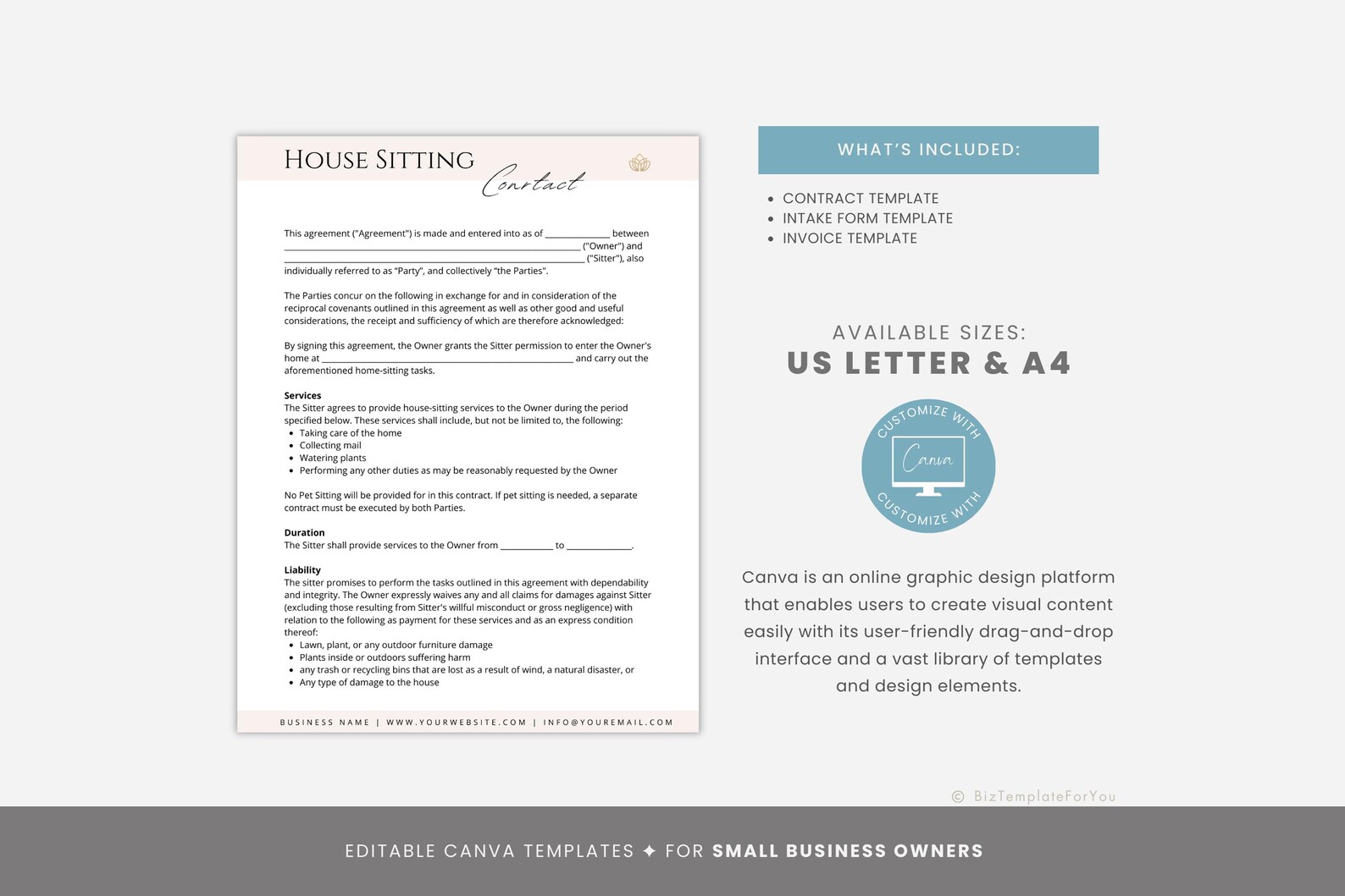 Editable House Sitting Contract Template, House Sitter Templates, Home ...