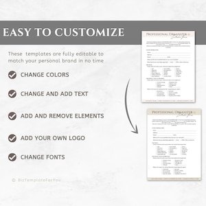 Editable Professional Organizer Client Intake Form Template, Home ...