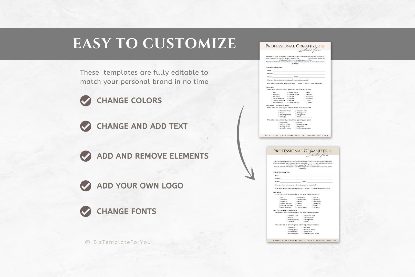 Editable Professional Organizer Client Intake Form Template, Home ...