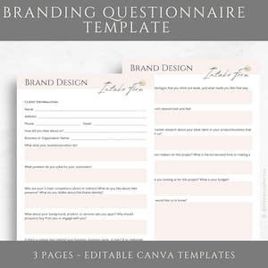 Editable Branding Questionnaire Template, Freelance Graphic Design ...