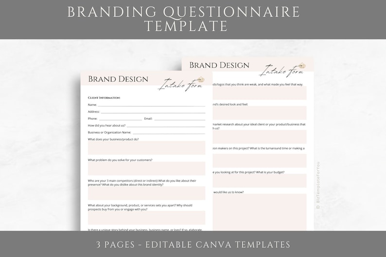 Editable Branding Questionnaire Template, Freelance Graphic Design ...