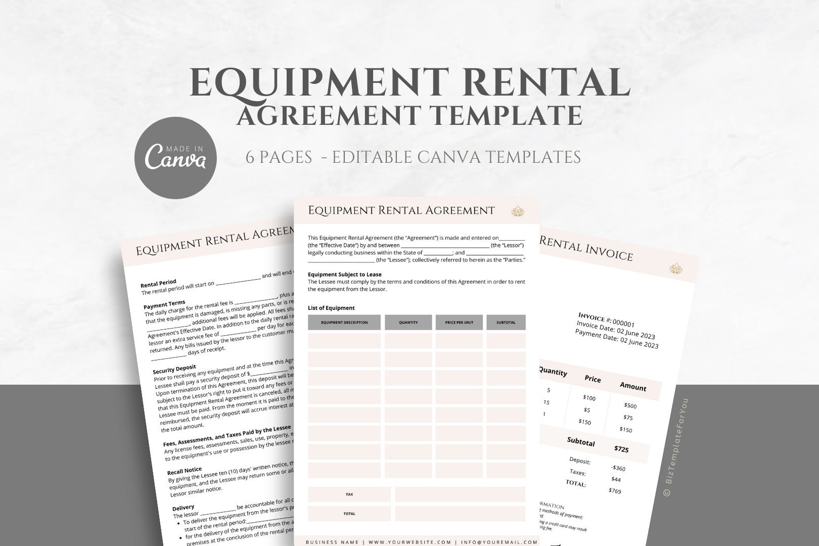 Editable Equipment Rental Agreement Template Party Supplies - Etsy