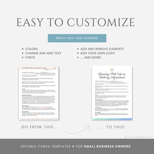 Editable Laundry Pick up & Delivery Services Forms Templates, Pick and ...