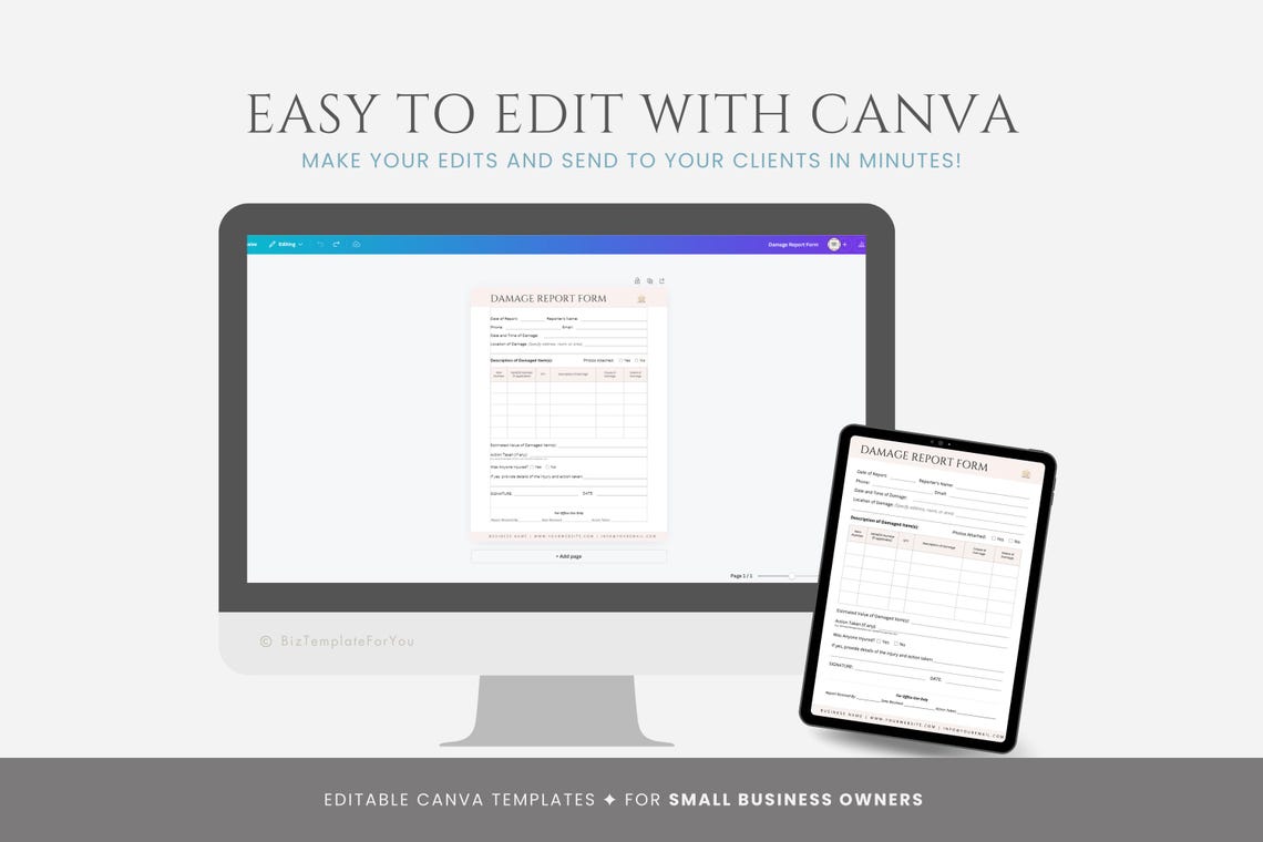 Editable Damage Report Form Template, Incident Report Form, Small ...
