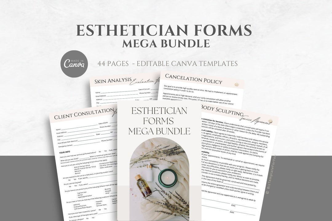Editable Esthetician Forms Bundle Esthetician Template Intake - Etsy