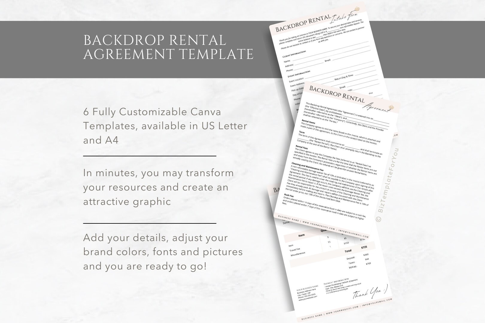 Editable Backdrop Rental Agreement, Party Equipment Rental Contract ...