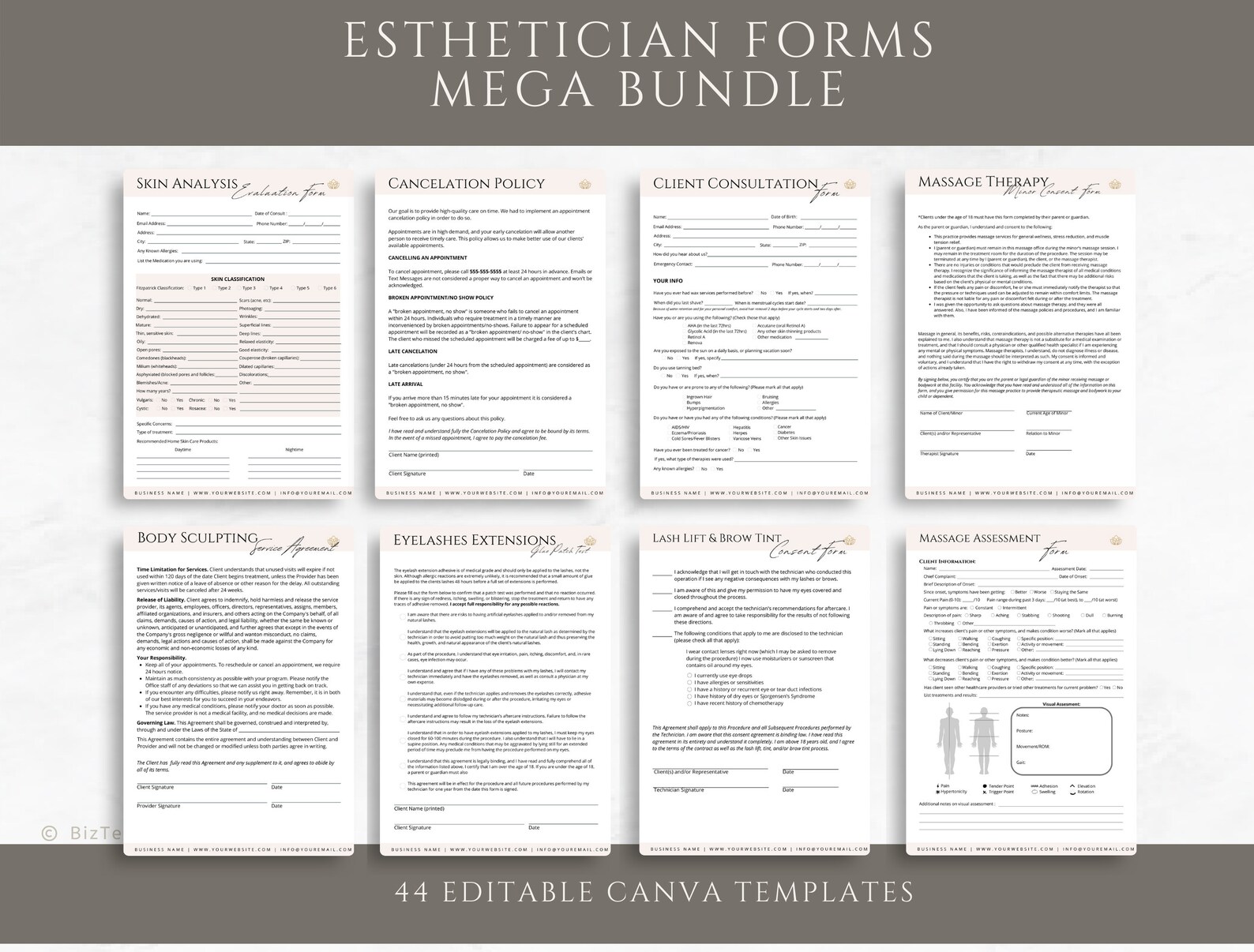 Editable Esthetician Forms Bundle Esthetician Template Intake - Etsy
