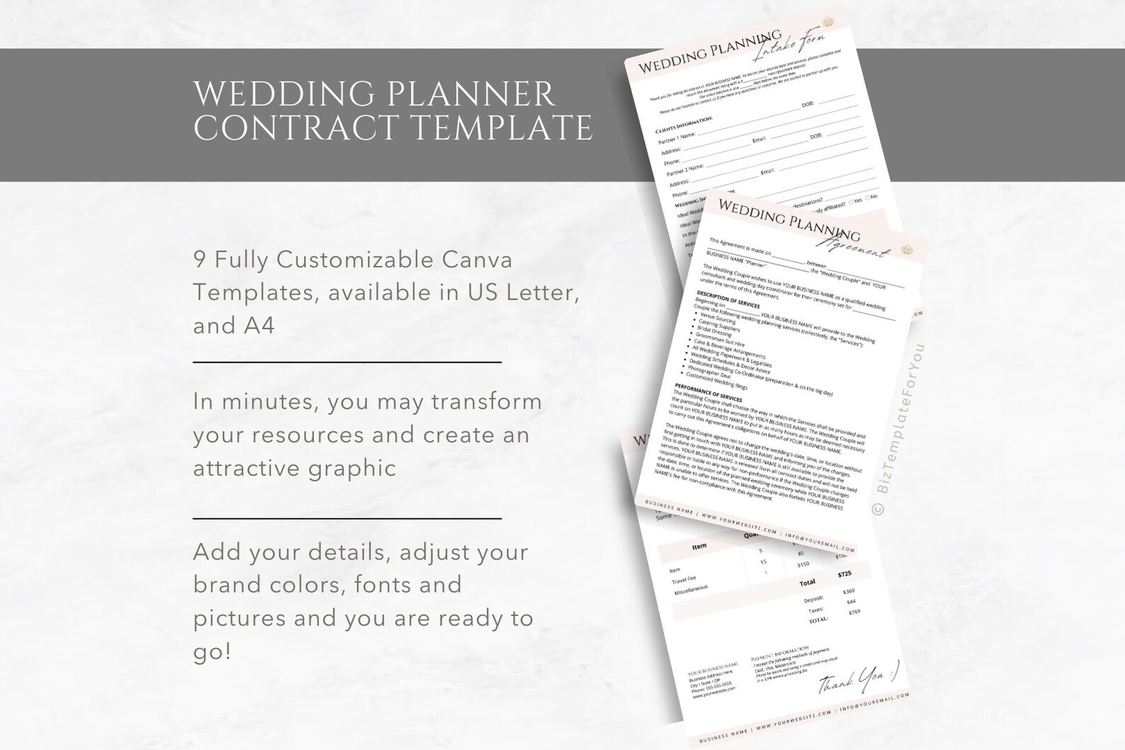 Editable Wedding Planner Contract Template Event Intake Form - Etsy