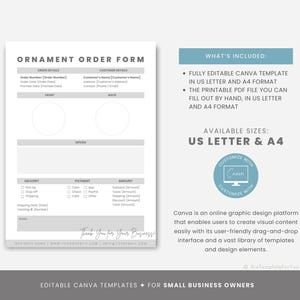 Editable Ornament Order Form Template, Printable Ornament Order Form ...