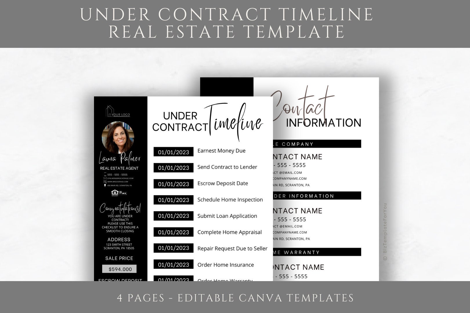 Under Contract Timeline Template for Real Estate Agents and Realtors ...