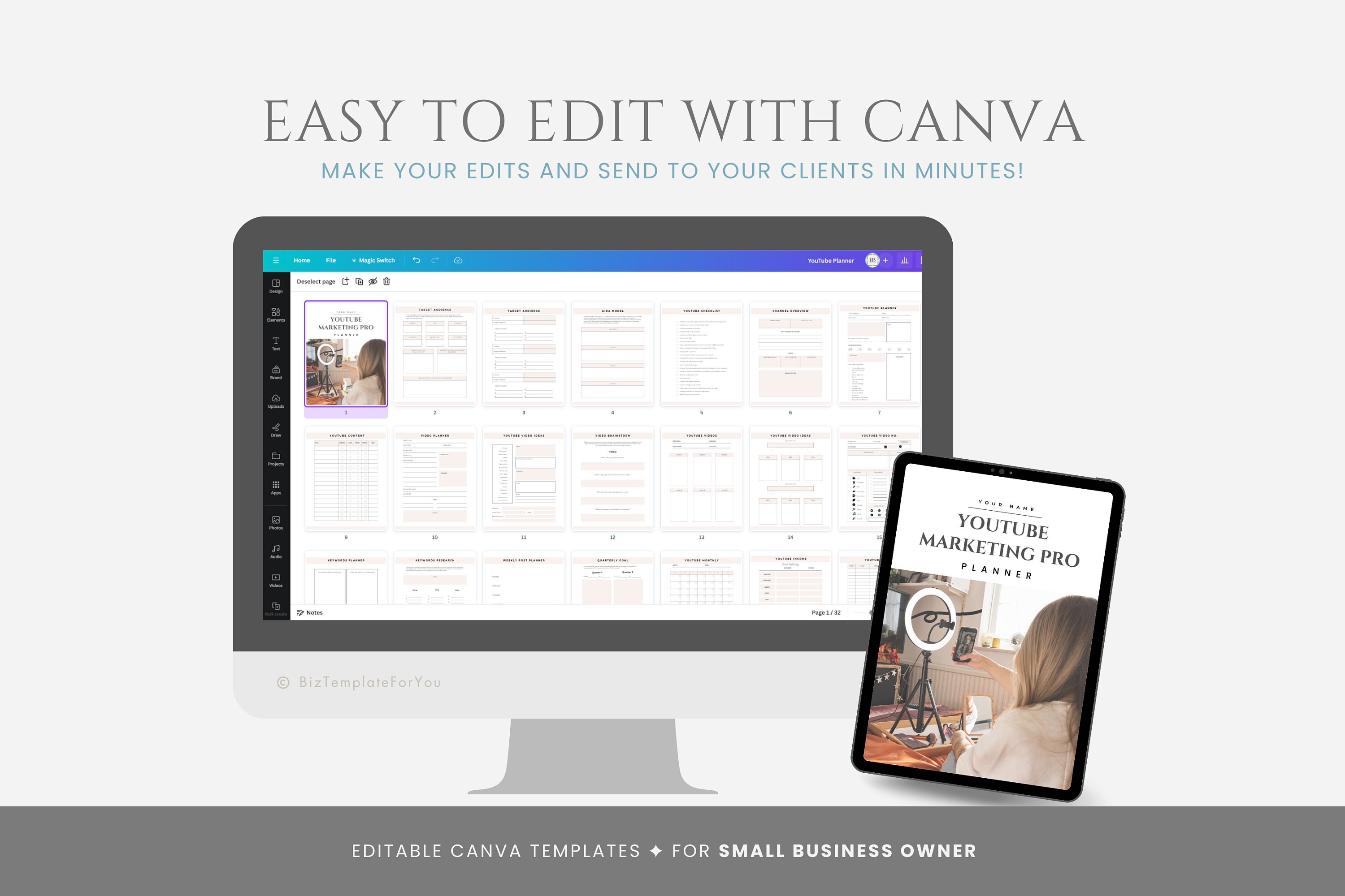 Editable Youtube Planner Template, Social Media Strategy Workbook for ...