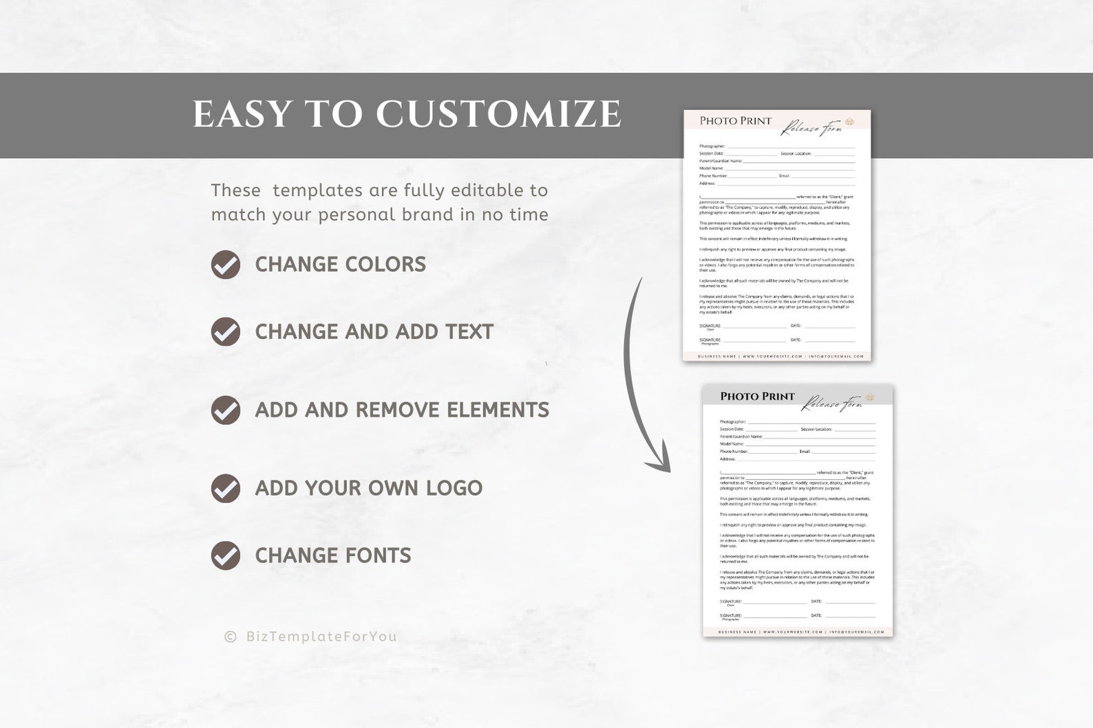 Editable Photo Print Release Form Template for Photographers, Print ...