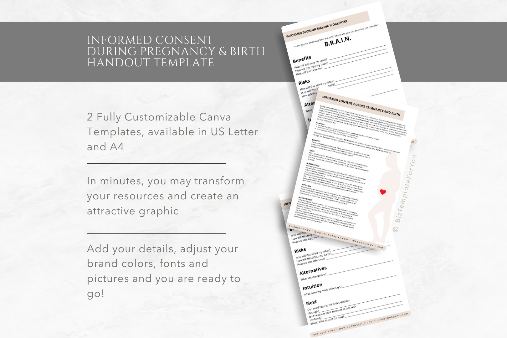 Editable Informed Consent Handout and Worksheet, Doula Tool, Birth ...