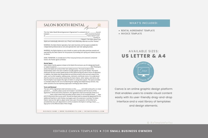 Editable Salon Booth Rental Agreement Template, Professional Booth ...