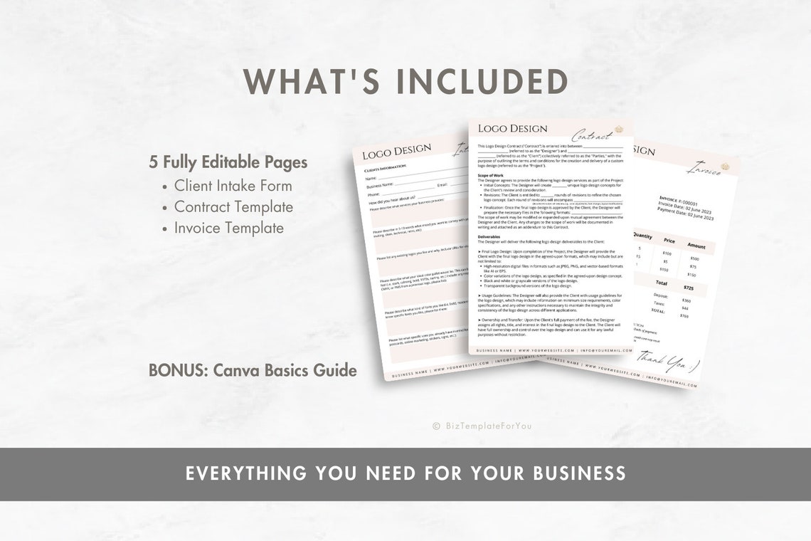 Editable Logo Designer Contract Template, Freelance Graphic Design ...