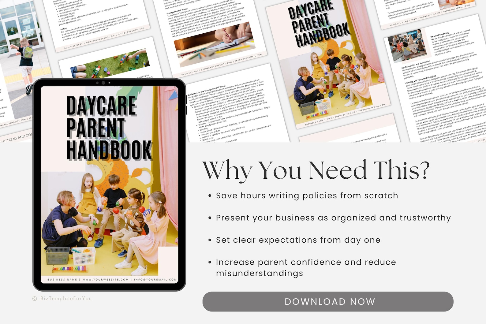 Editable Daycare Parent Handbook Template, Home Daycare Policies ...