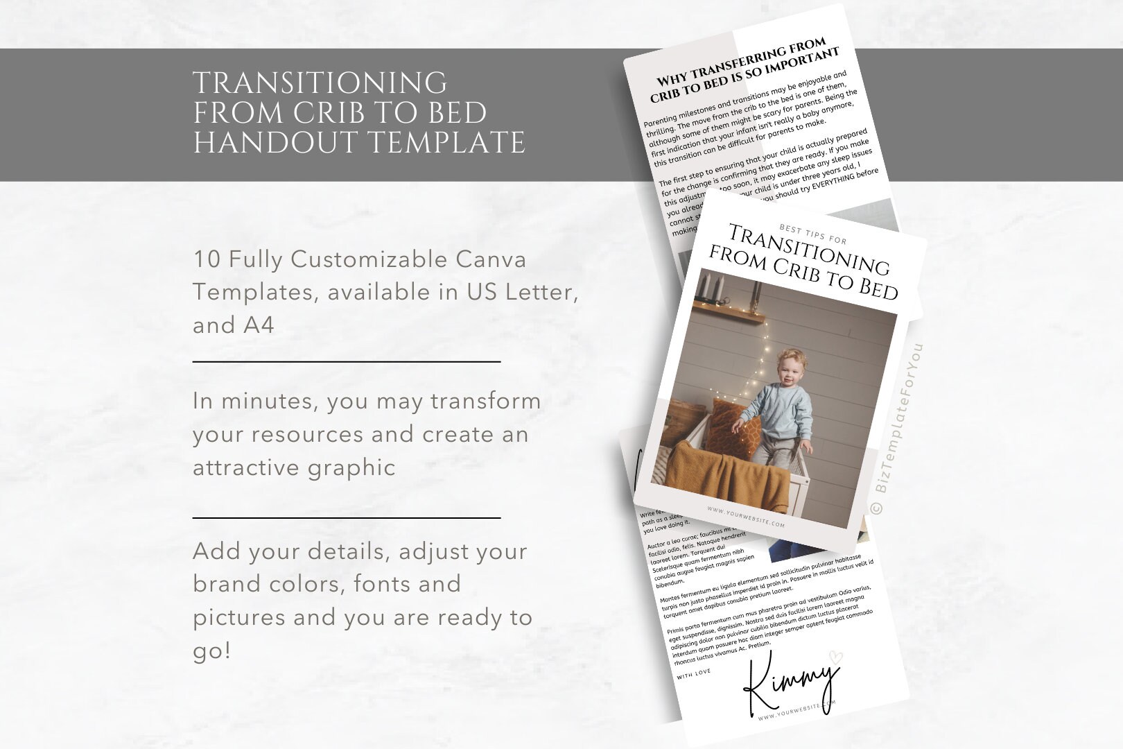 Transitioning From Crib to Bed Guide Editable Handout Template for ...