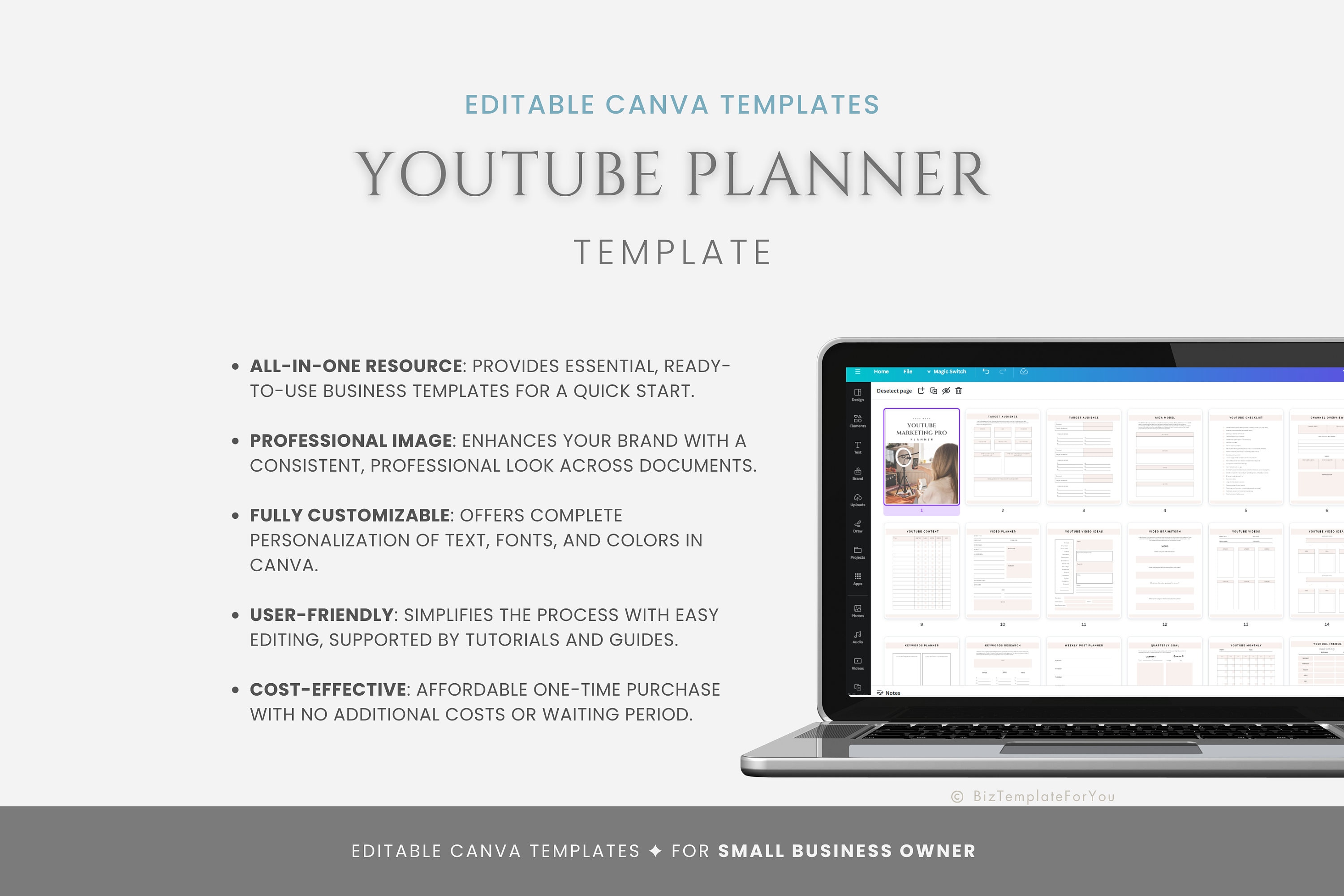 Editable Youtube Planner Template, Social Media Strategy Workbook for ...