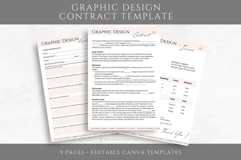 Editable Graphic Design Contract Template, Incl. Intake Form and ...