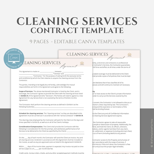 Cleaning Services Contract Bundle, All Cleaning Business Forms in One Spot. Easily Editable ...