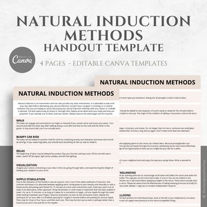 Editable Natural Induction Methods Handout Template, Doula Tool, Birth ...