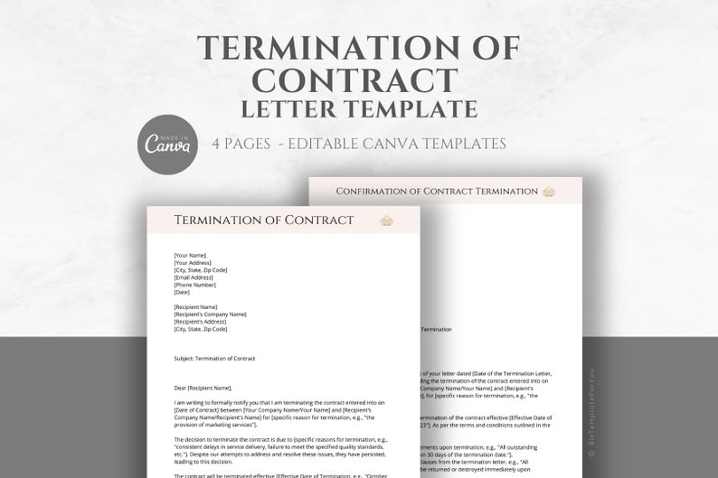 Editable Termination of Contract Template, Termination Letter Template ...
