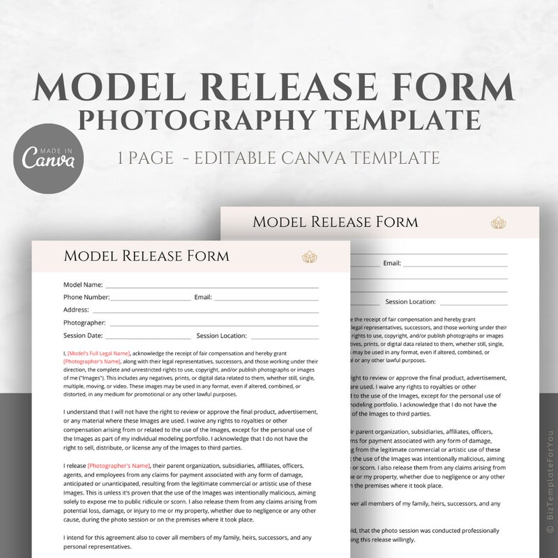 Photo Model Release - Etsy