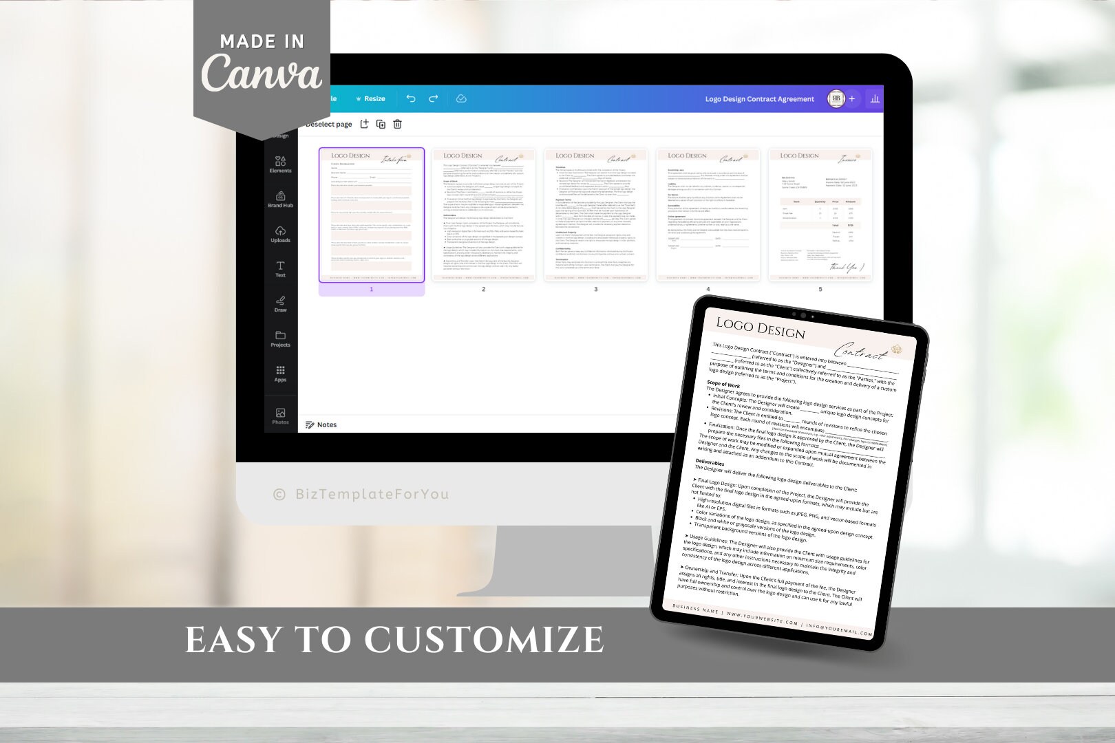 Editable Logo Designer Contract Template, Freelance Graphic Design ...