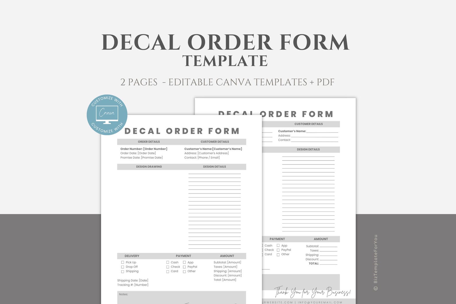 Editable Decal Order Form Template, Printable Decal Order Form Template ...