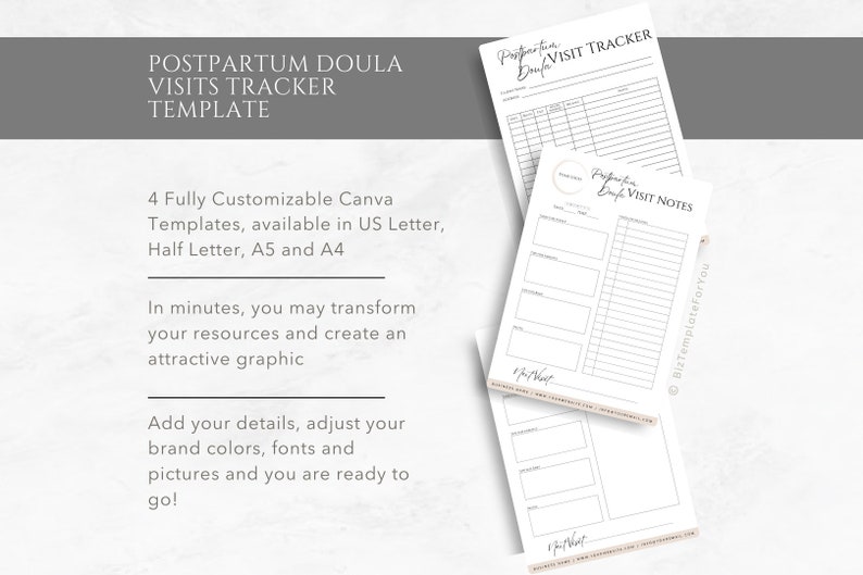 Editable Postpartum Doula Visits Notes and Tracker Templates. Doula Log ...