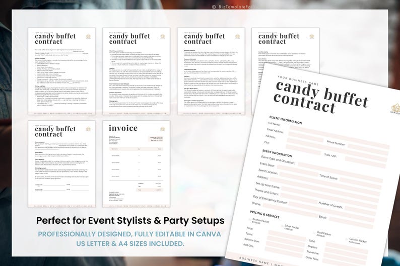 Candy Buffet Contract Template, Catering Business Forms, Editable ...