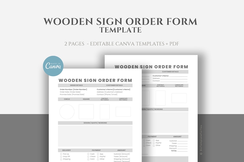 Editable Wooden Sign Order Form Template, Printable Wooden Craft Order ...