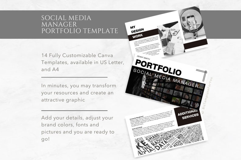 Editable Social Media Manager Portfolio Template, Freelance Social ...