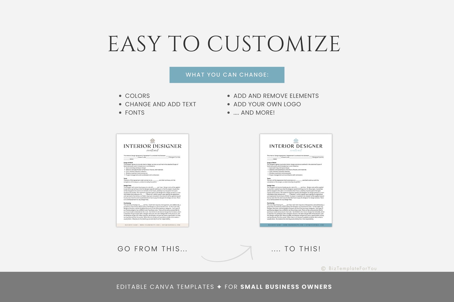 Editable Interior Design Contract Template, Interior Designer Service ...