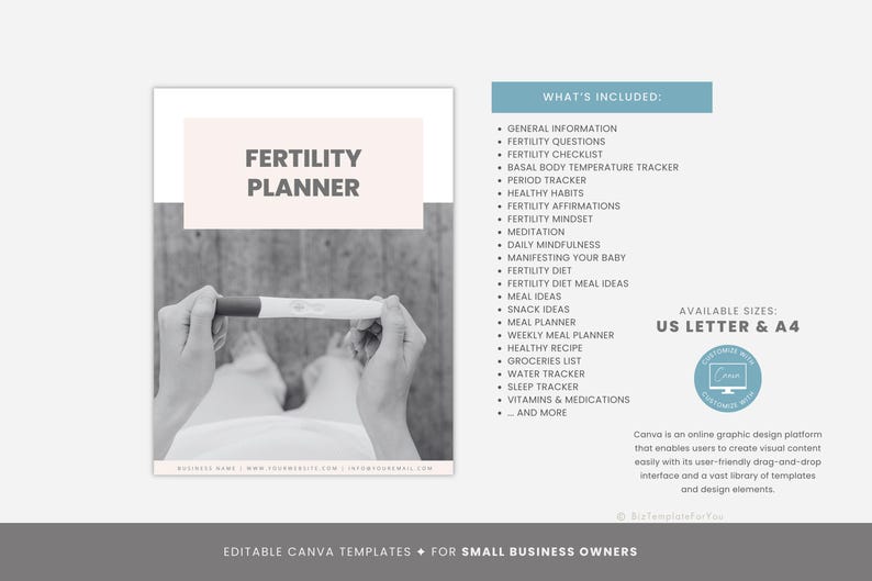 Editable Fertility Planner Template, TTC Journal, Fertility Planner ...