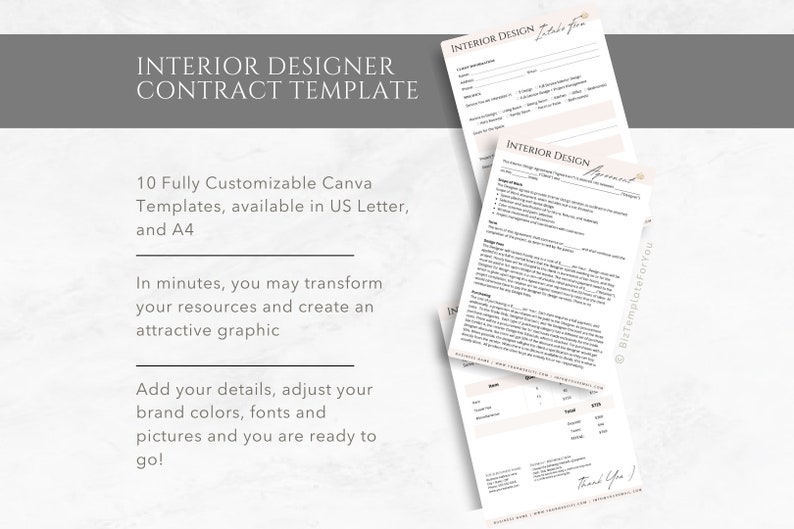 Editable Interior Design Contract Template, Interior Designer Service ...