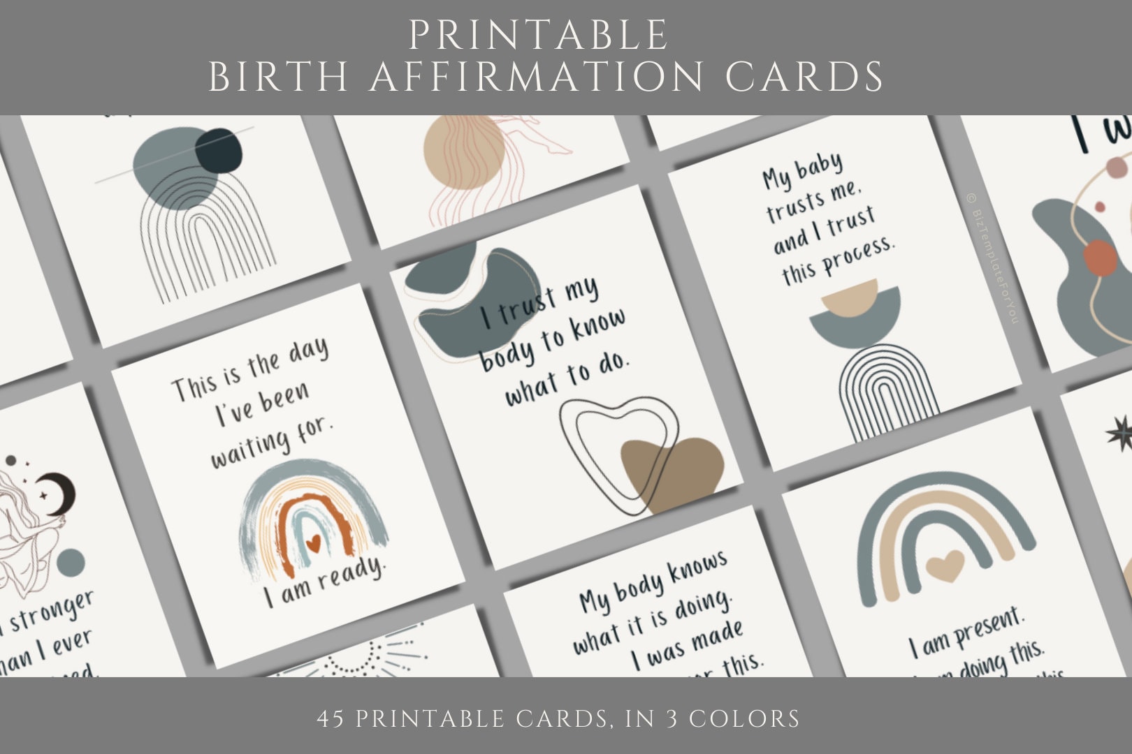 Printable 45+ Birth Affirmation Cards, Boho Affirmation Deck, Positive ...