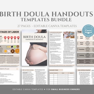 Editable Birth Doula Handouts Templates Bundle, Birth and Labor ...